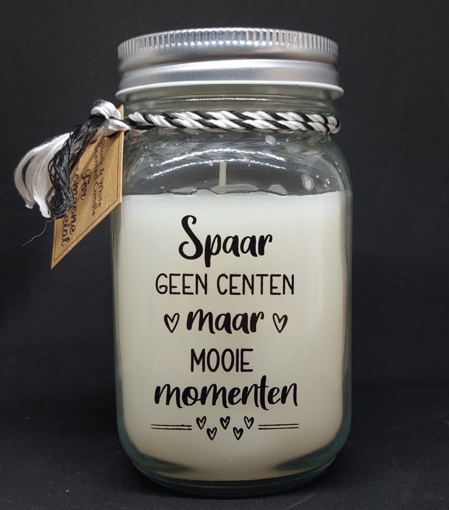 Geurkaars - Spaar geen centen maar momenten - kadootjeskraam.nl